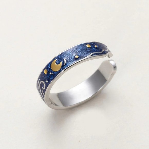 Jewelry | Van Gogh Starry Night Matching Open Silver Couple Rings ...